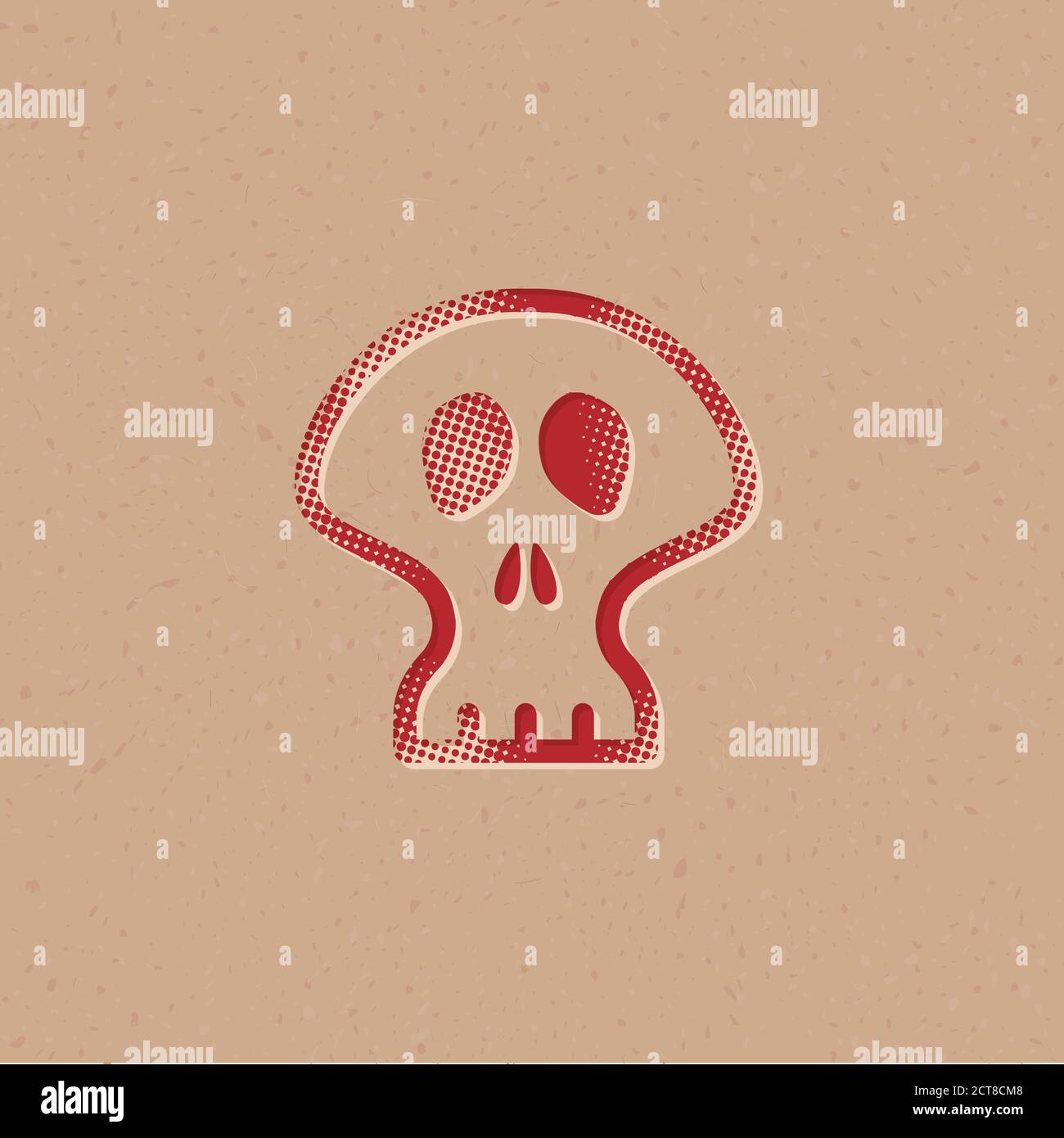 Skeleton icon in halftone style. Grunge background vector illustration ...