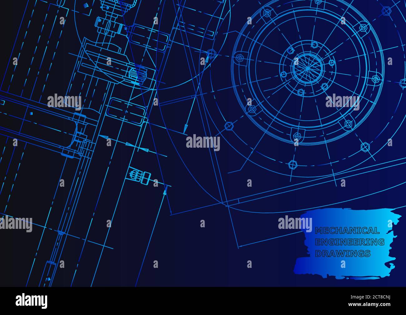 Cover. Vector engineering illustration. Blue neon. Mechanical ... Cover. Vector engineering illustration. Blue neon. Mechanical ...
