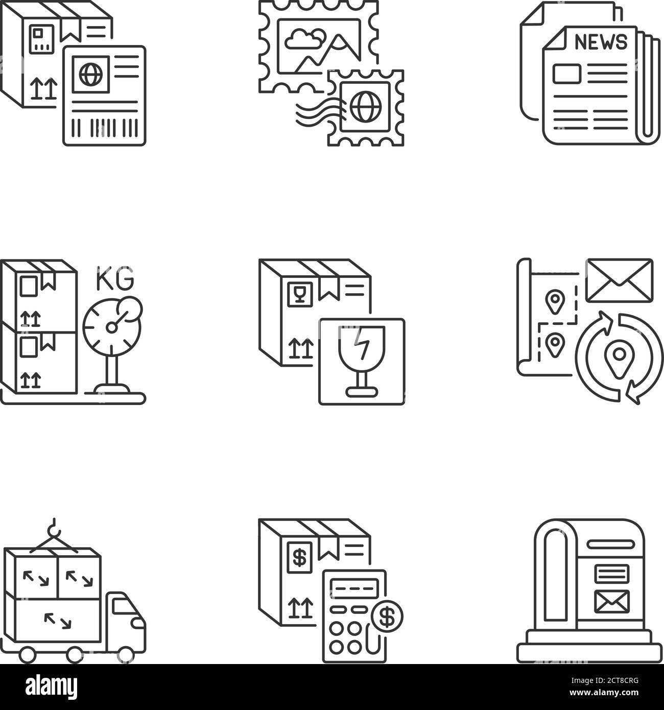 Mail services linear icons set Stock Vector Image & Art - Alamy