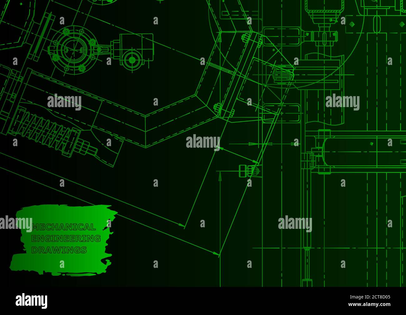 Vector engineering illustration Green neon. Technical illustrations ...