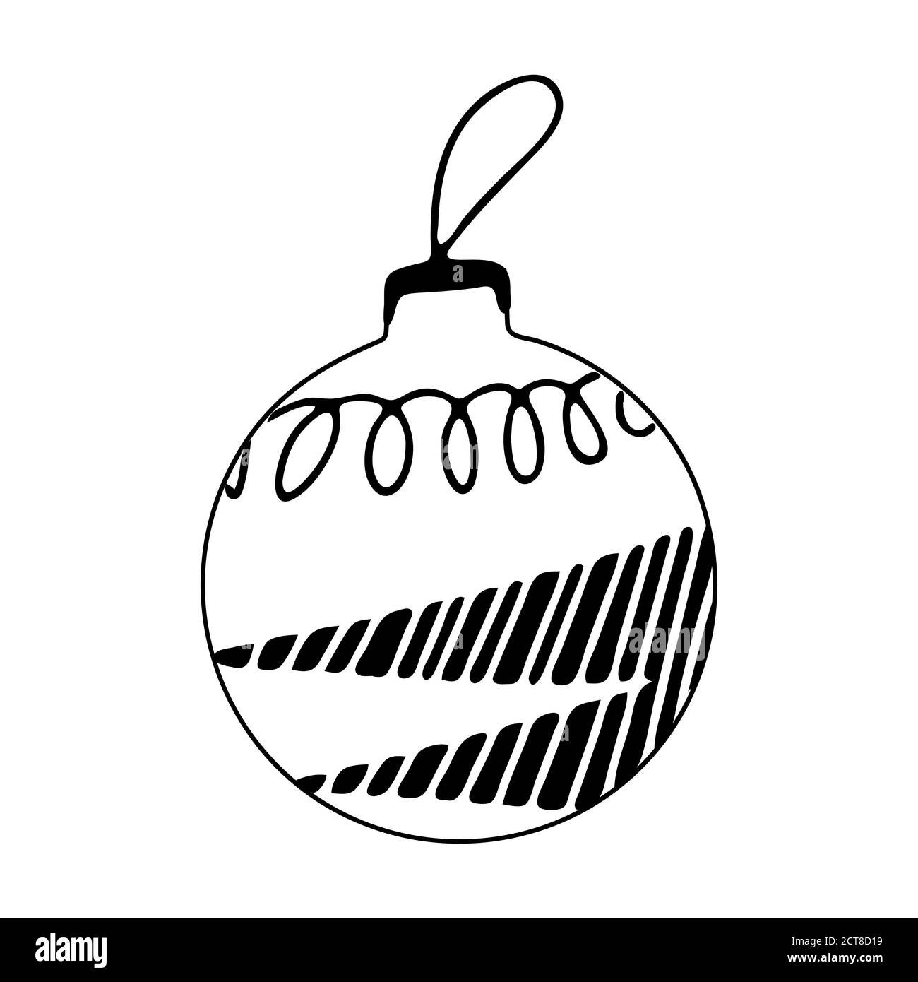 Hand drawn Christmas tree ball with doodle elements. Isolated on a ...