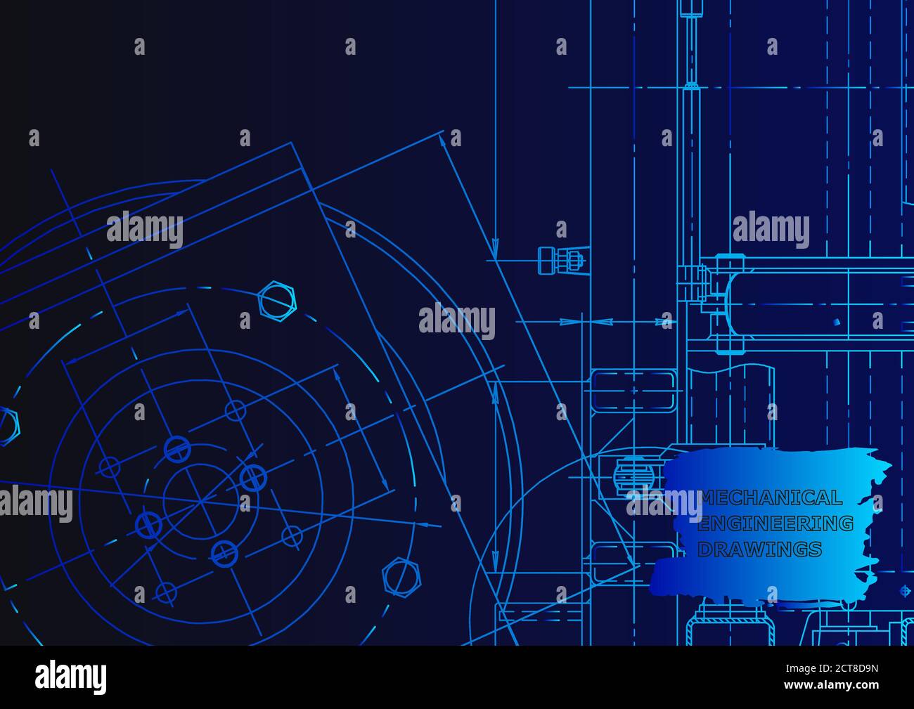 Vector engineering illustration. Mechanical engineering drawing Blue ... Vector engineering illustration. Mechanical engineering drawing Blue ...
