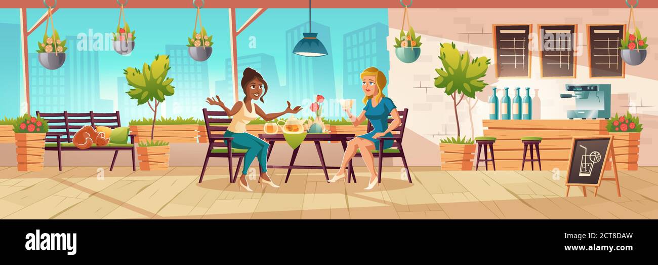 Outdoor cafe seating and tables Stock Vector Images - Alamy