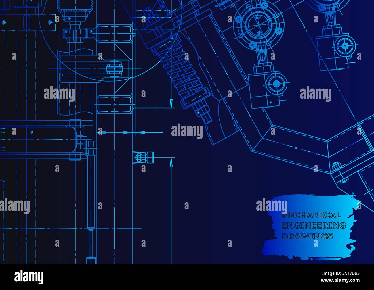Vector engineering illustration. Mechanical engineering drawing. Blue ...