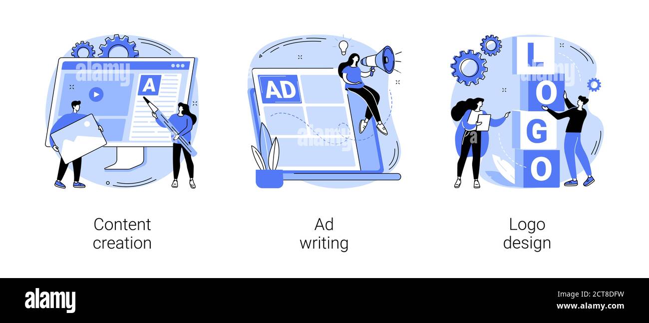 Digital marketing copywriting abstract concept vector illustrations ...