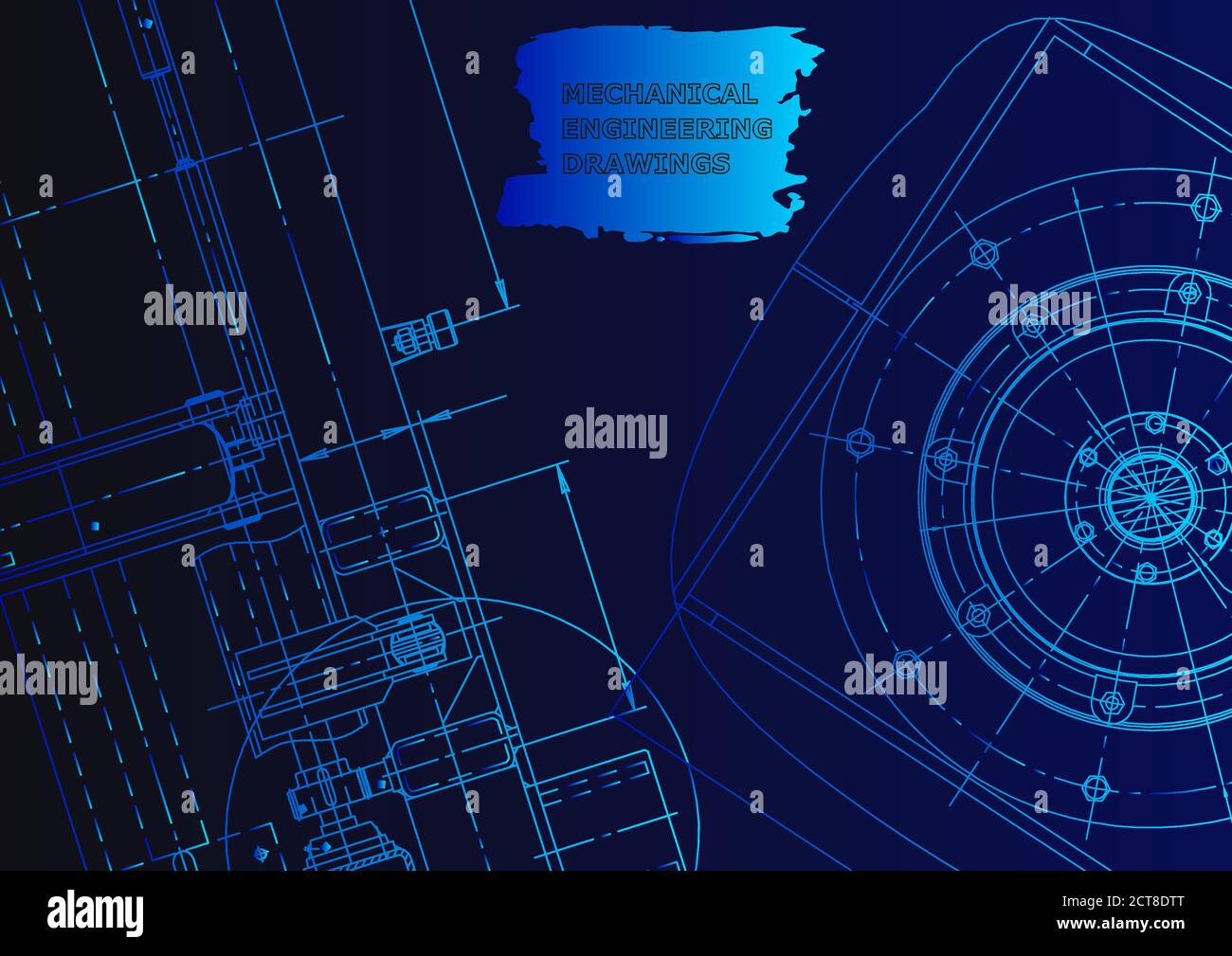Cover. Vector engineering drawings. Mechanical instrument making. Blue ...