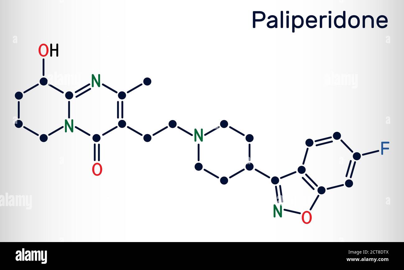 Paliperidone, 9-Hydroxyrisperidone molecule. It is atypical ...