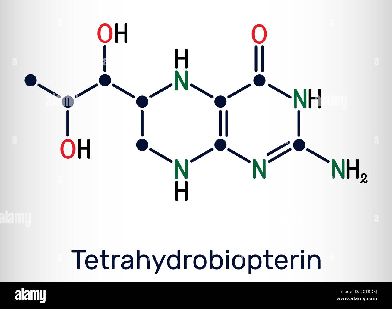 Tetrahydrobiopterin, BH4, THB, sapropterin molecule. It has role as ...