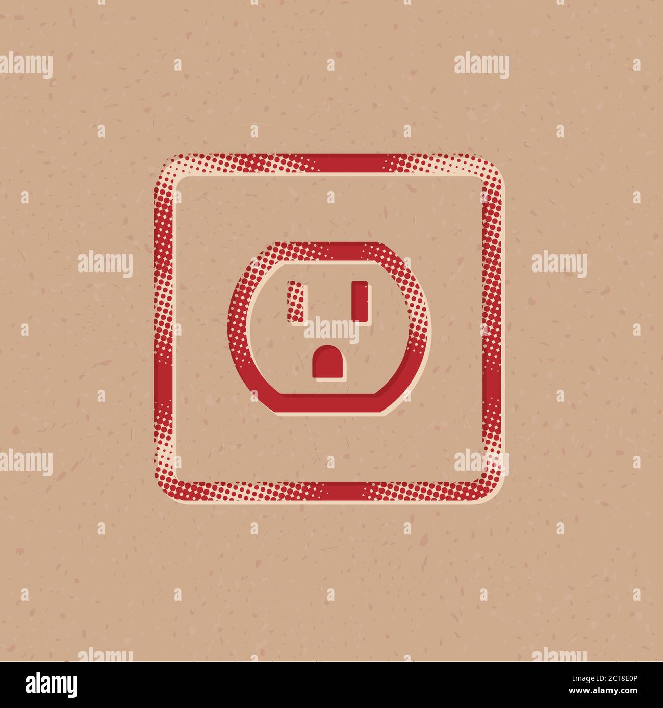 Electrical outlet icon in halftone style. Grunge background vector ...
