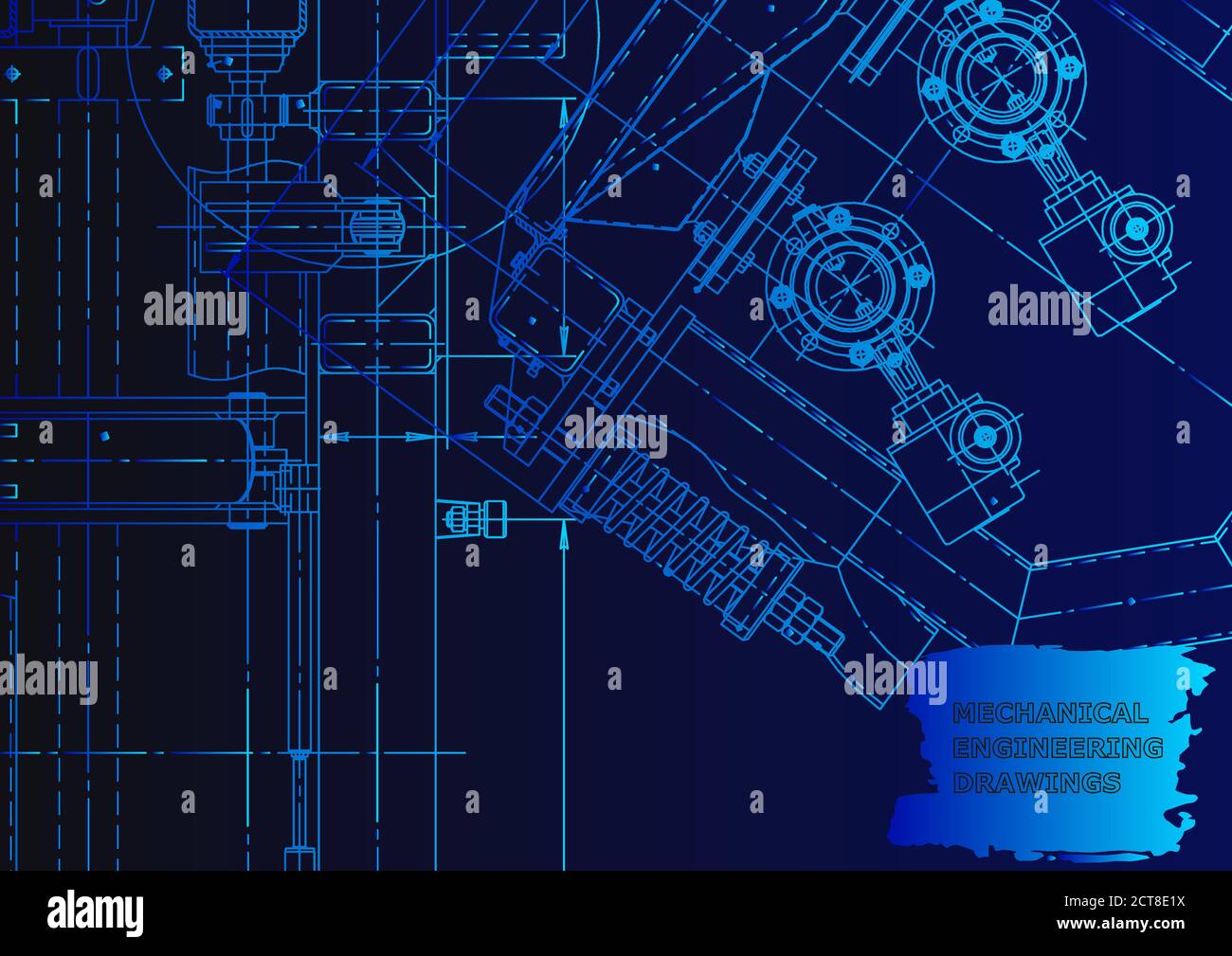 Vector engineering illustration. Mechanical engineering drawing. Blue ...