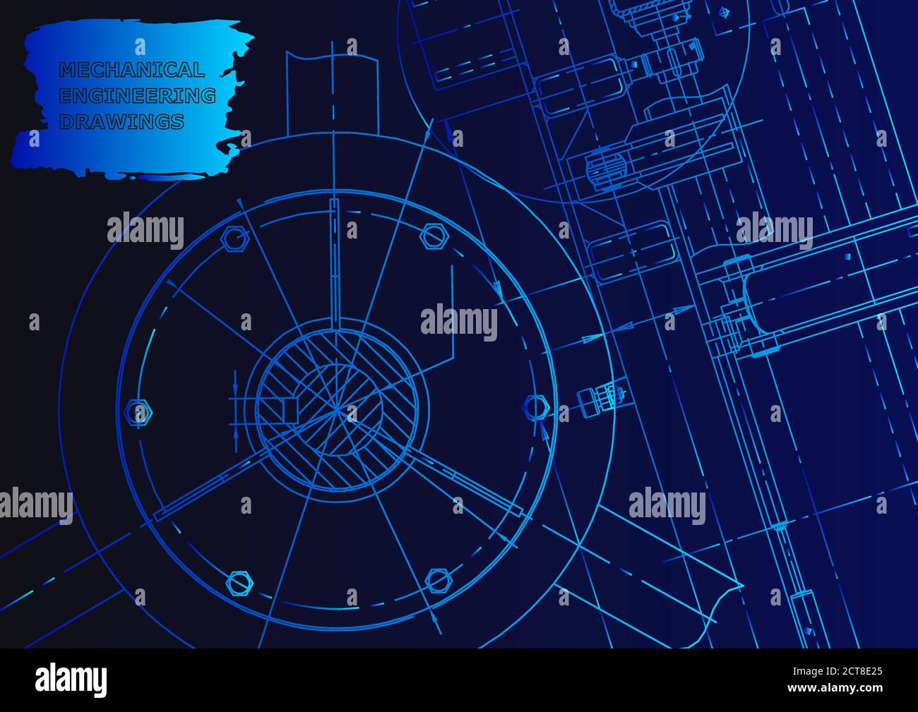 Cover, flyer, banner. Vector engineering illustration. Blueprint ...