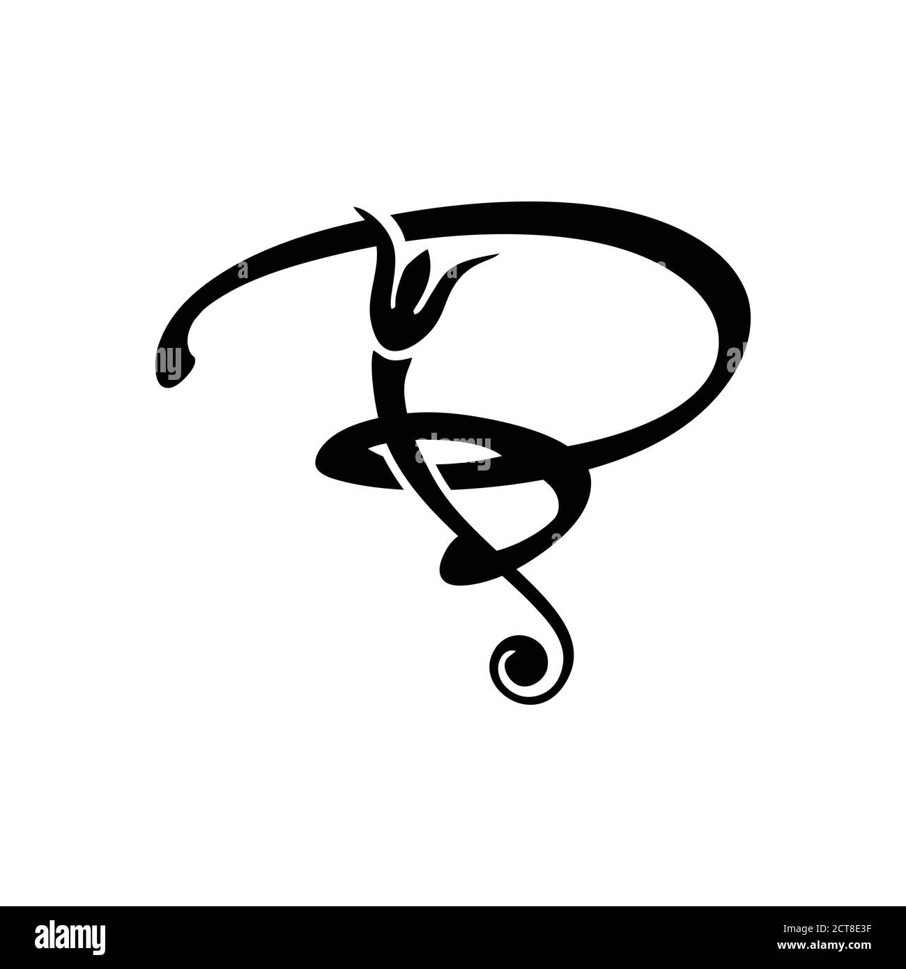 A vector illustration of initial letter B in cursive style with white ...