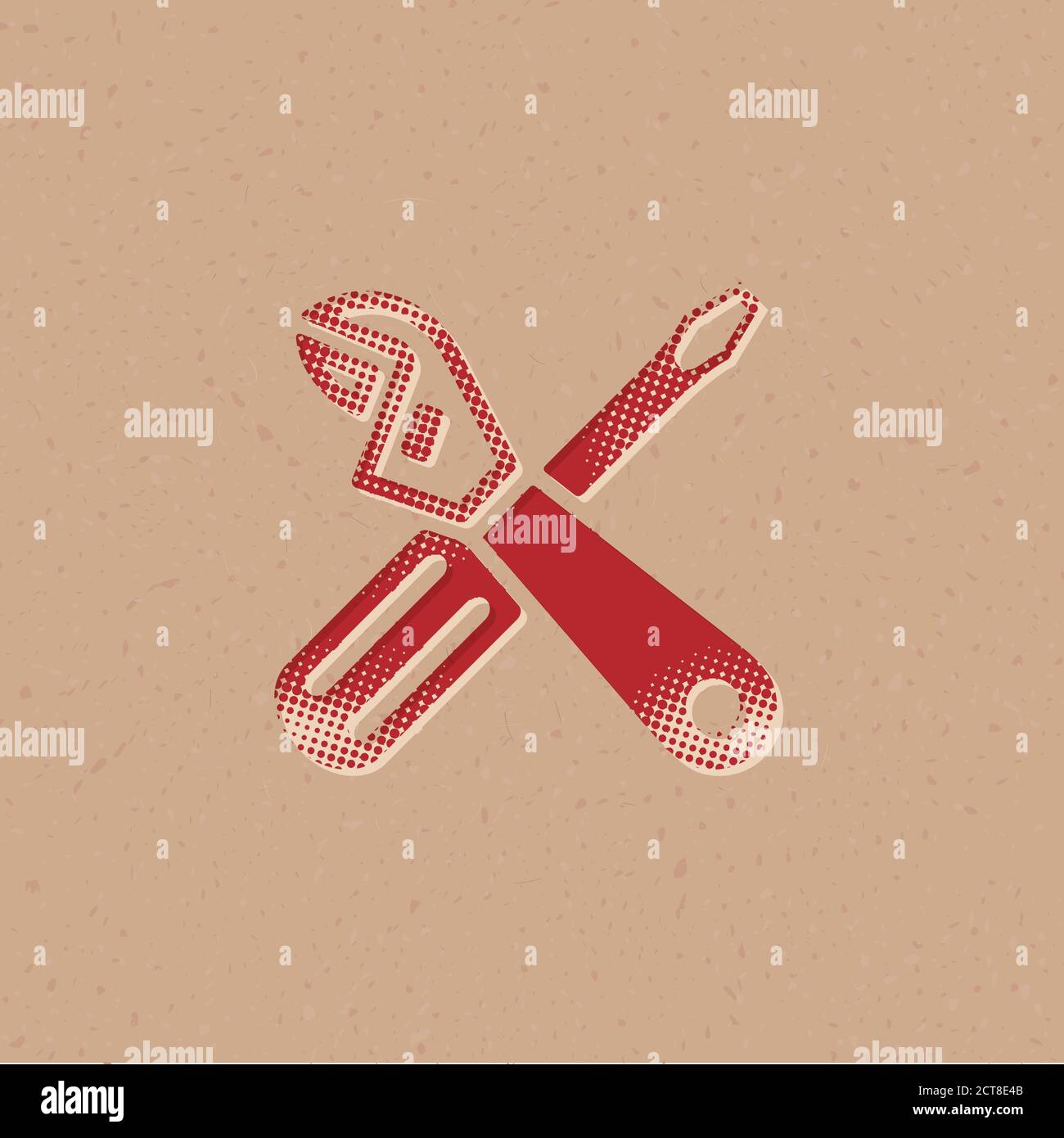 Mechanic tools icon in halftone style. Grunge background vector ...