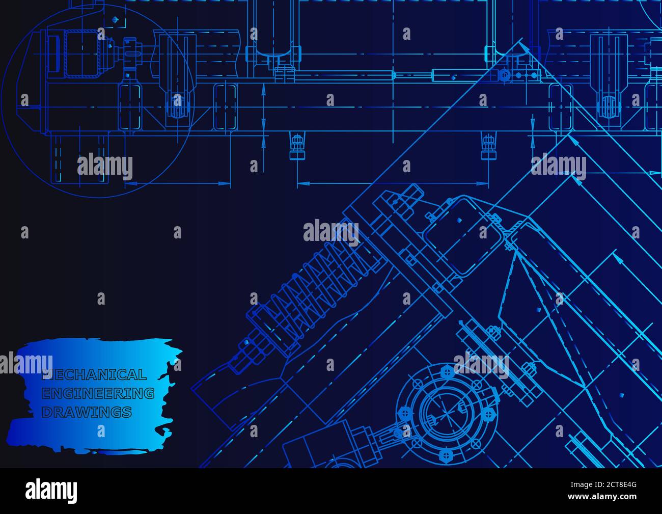 Machine-building industry. Computer aided design systems. Blue neon ...