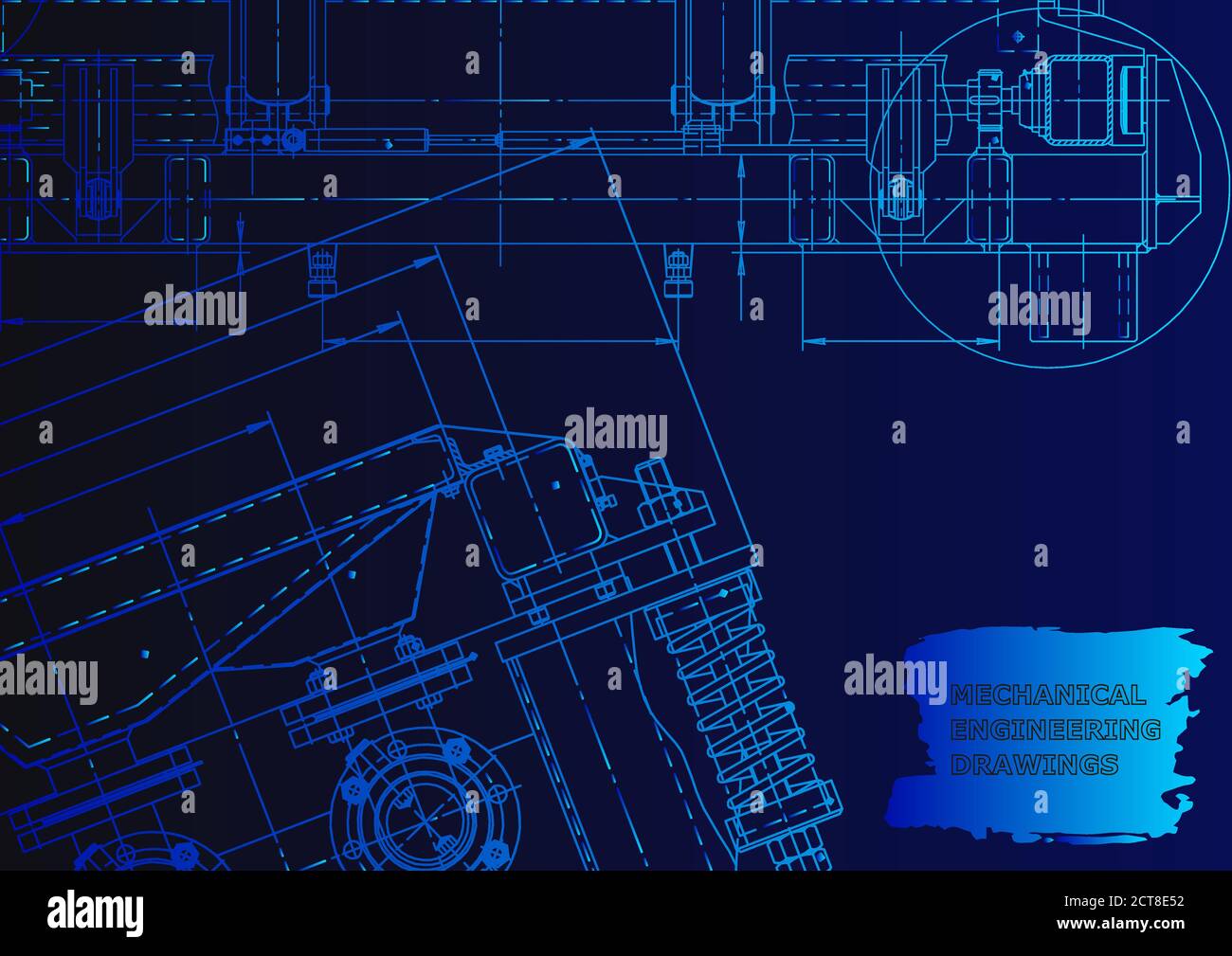 Machine-building industry. Blue neon. Technical illustrations ...