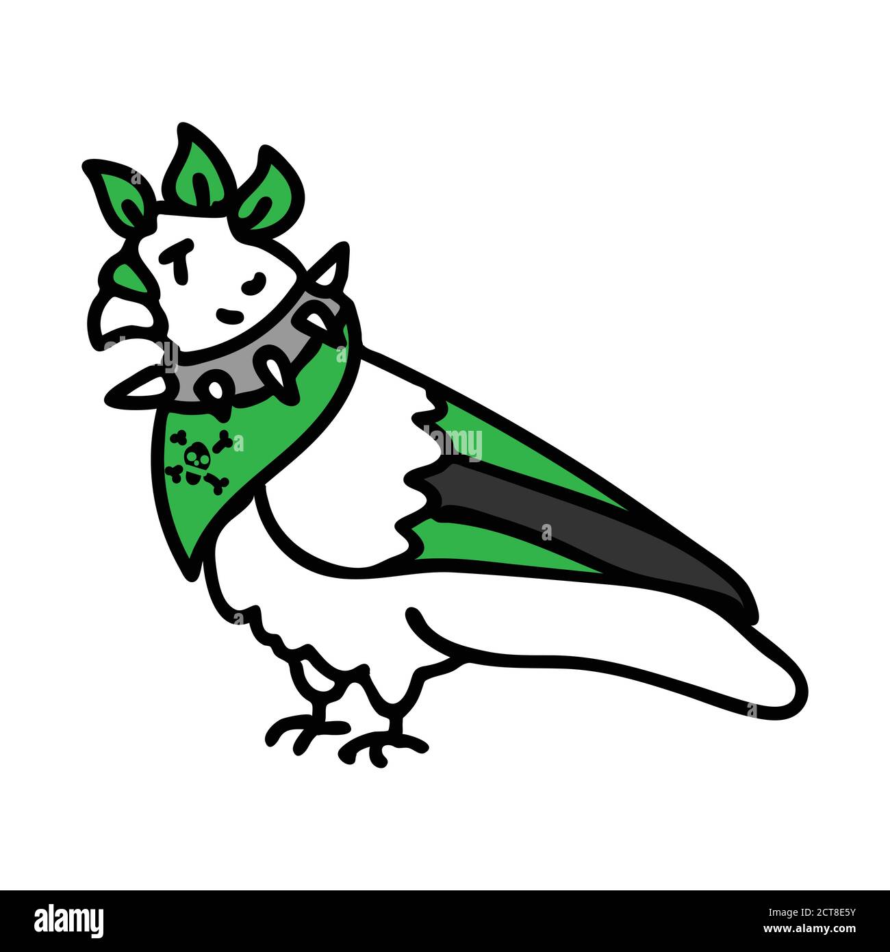Punk rock pigeon vector illustration clipart. Simple alternative sticker. Kids emo rocker cute ...