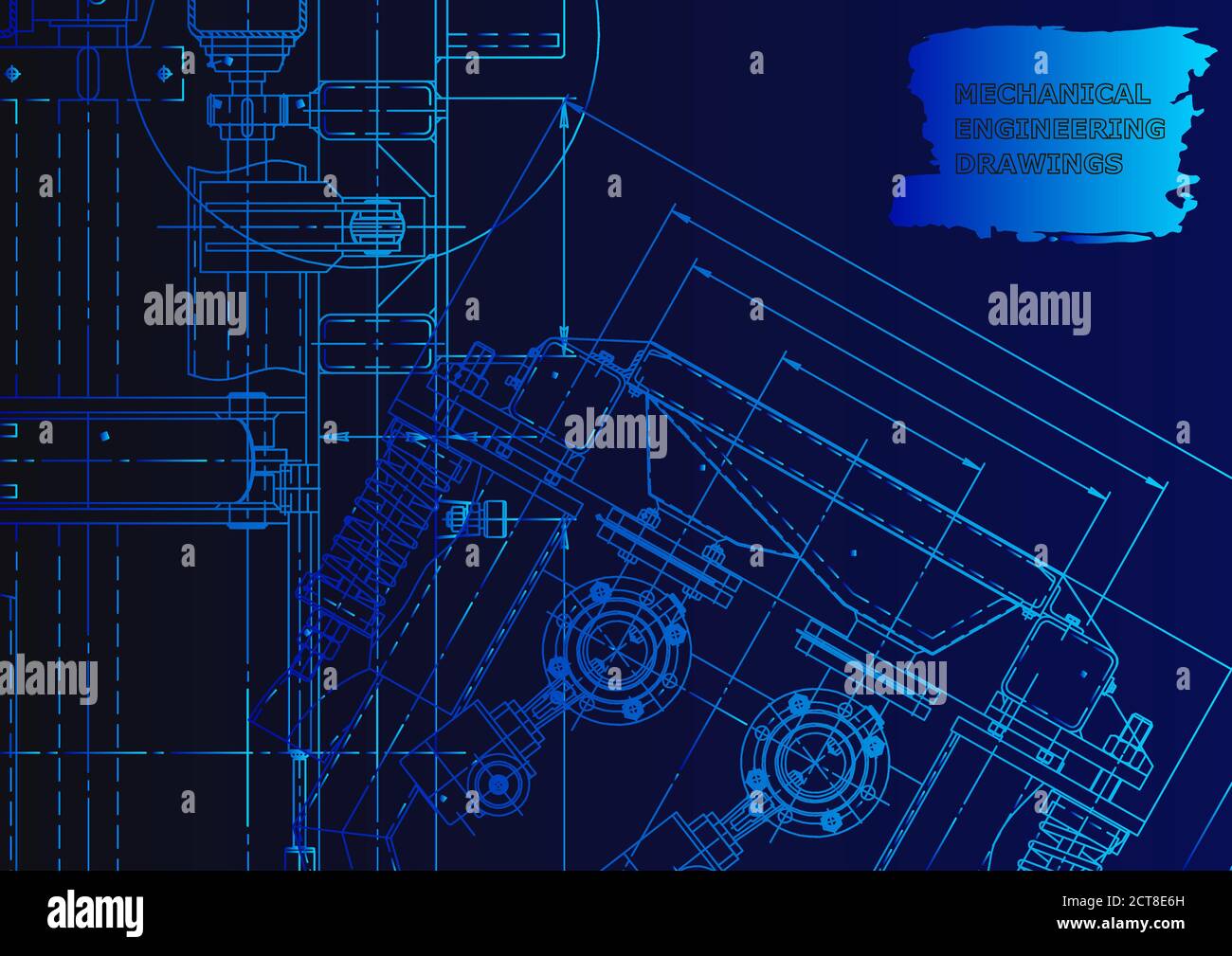 Machine-building industry. Blue neon. Computer aided design systems ...
