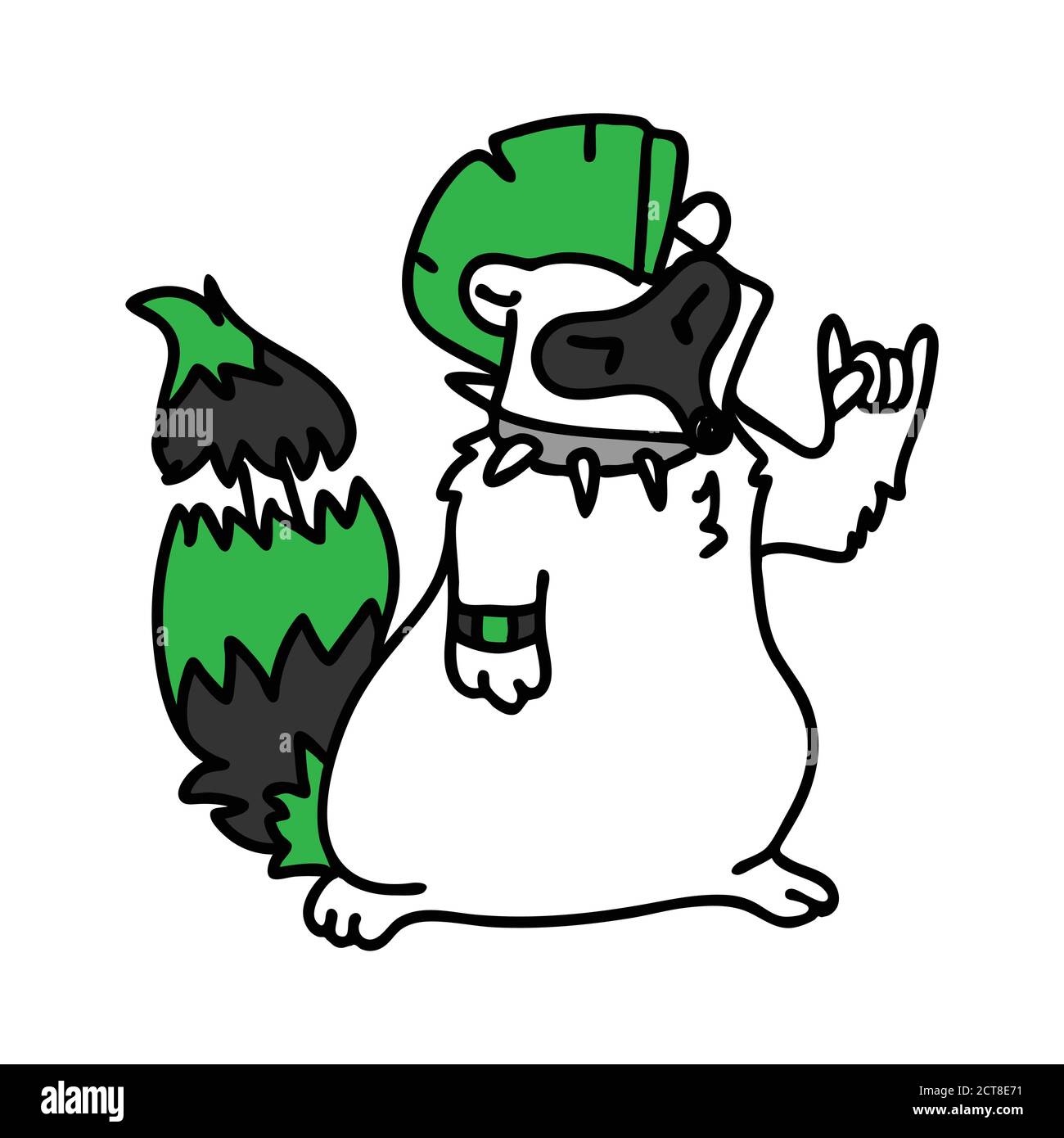 Punk rock raccoon with mohawk illustration clipart. Simple alternative ...