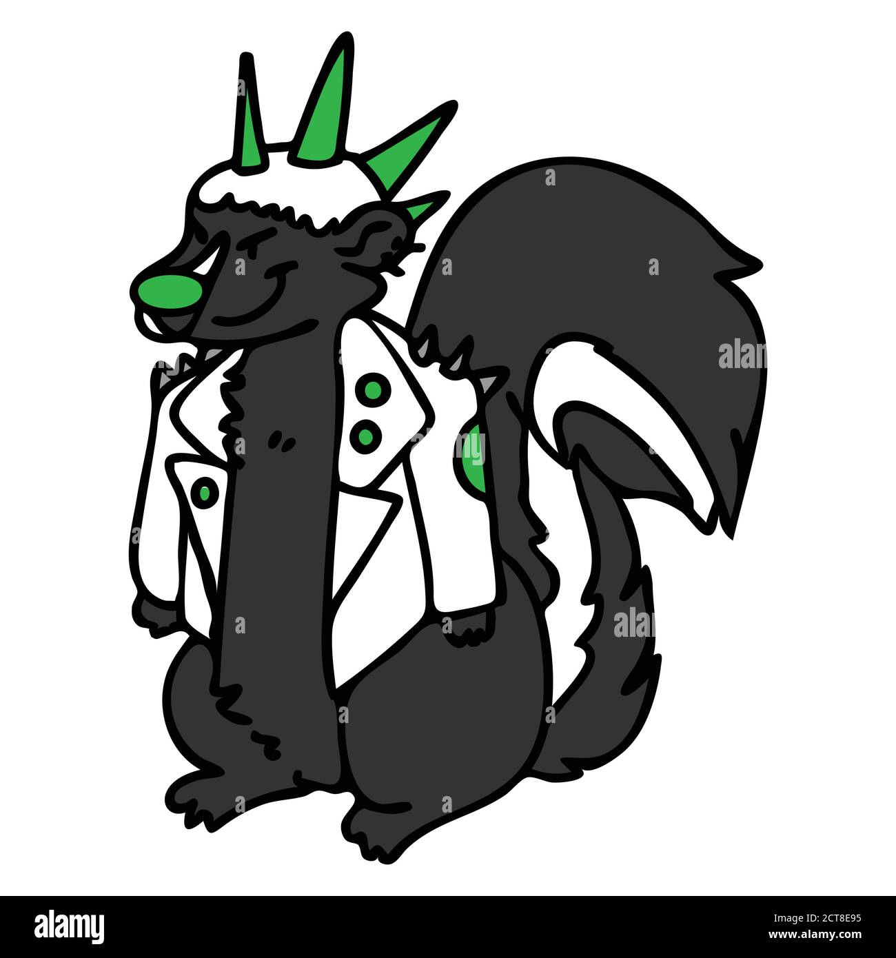 Punk rock skunk with mohawk vector illustration clipart. Simple ...