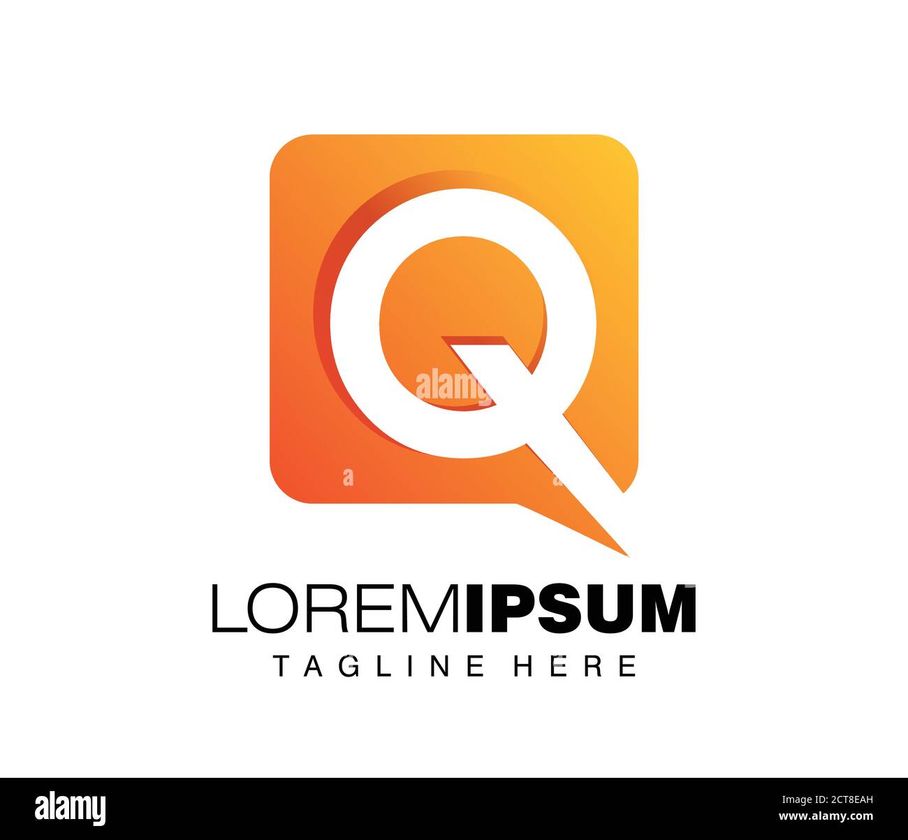 A vector Illustration of simple letter q in orange color shade Stock ...