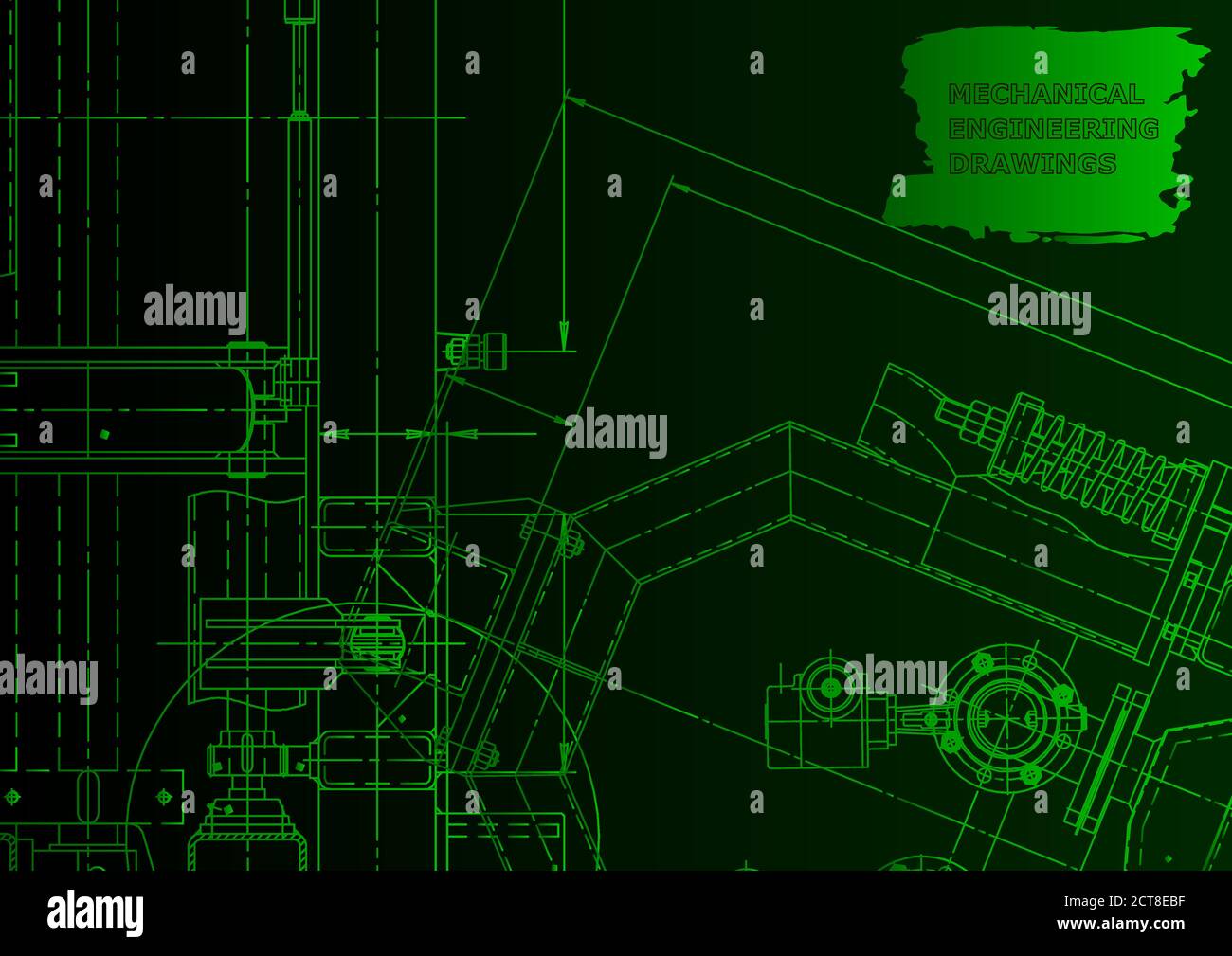 Technical background. Mechanical instrument making. Green neon Stock ...