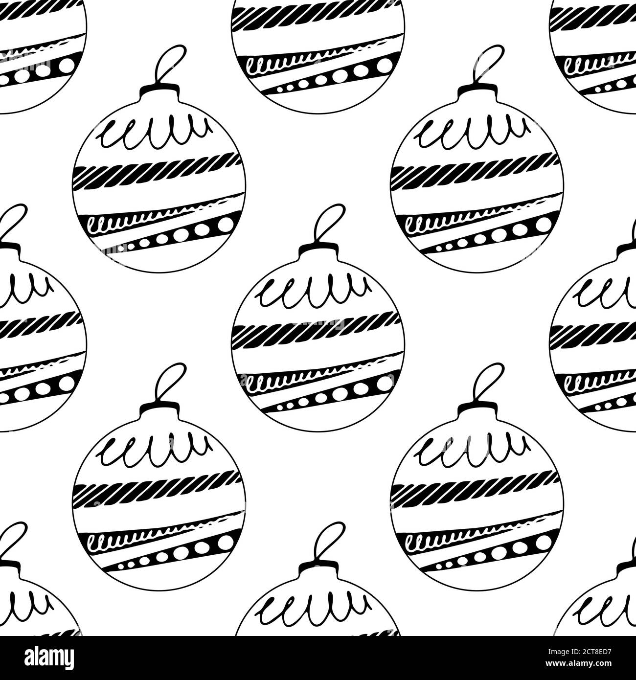 Seamless pattern made frome hand drawn Christmas tree balls with doodle ...