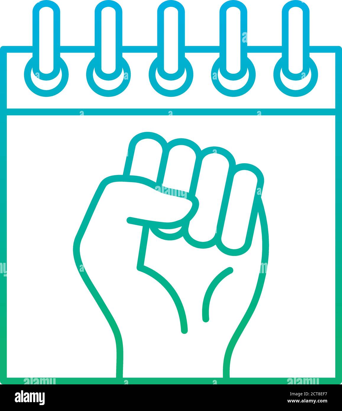 raised fist hand in calendar degraded style icon vector design Stock ...