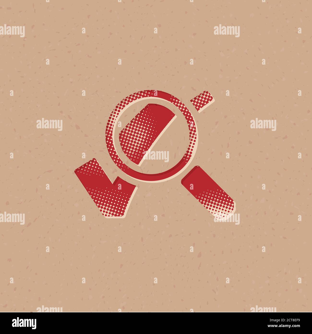 Magnifier check mark icon in halftone style. Grunge background vector ...