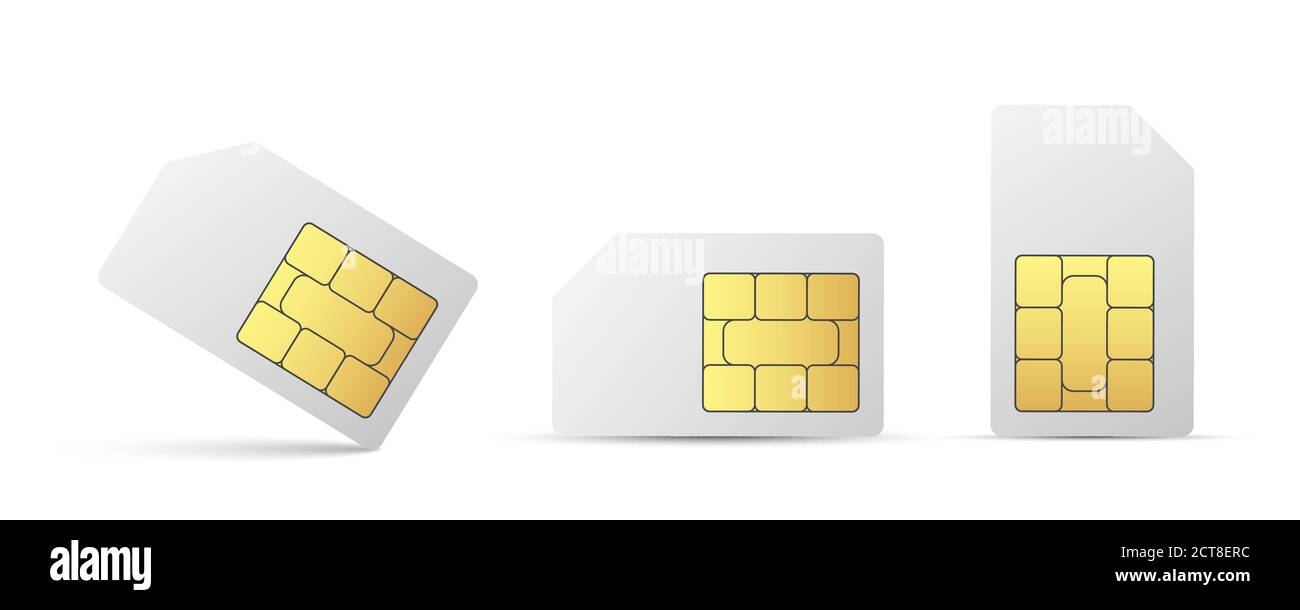 Sim card vector mobile phone icon chip. Vector cellphone simcard set ...