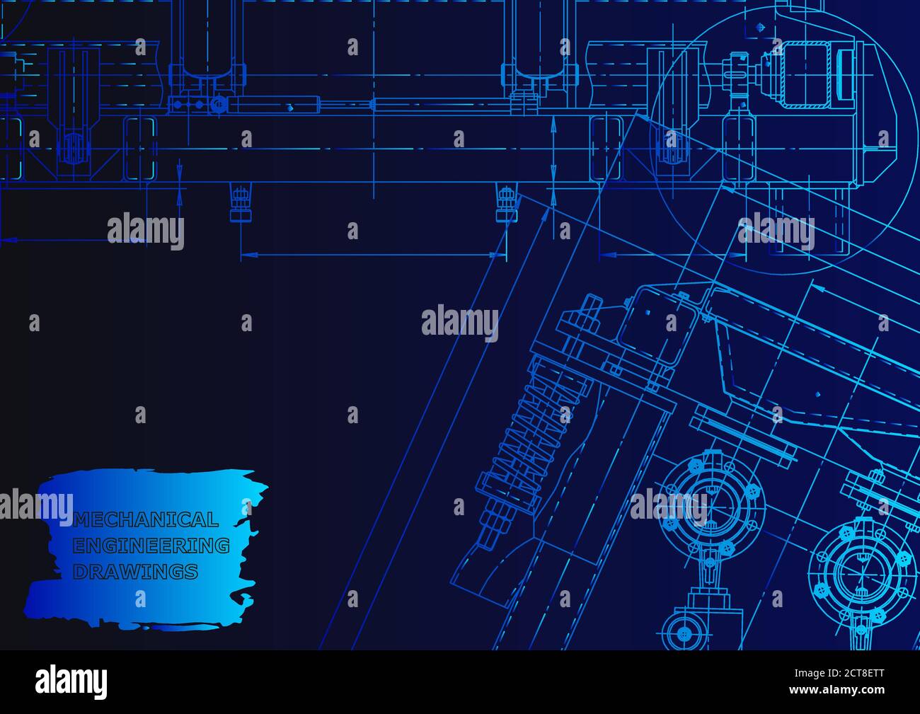Technical. Vector. Mechanical instrument making. Blue neon Stock Vector ...