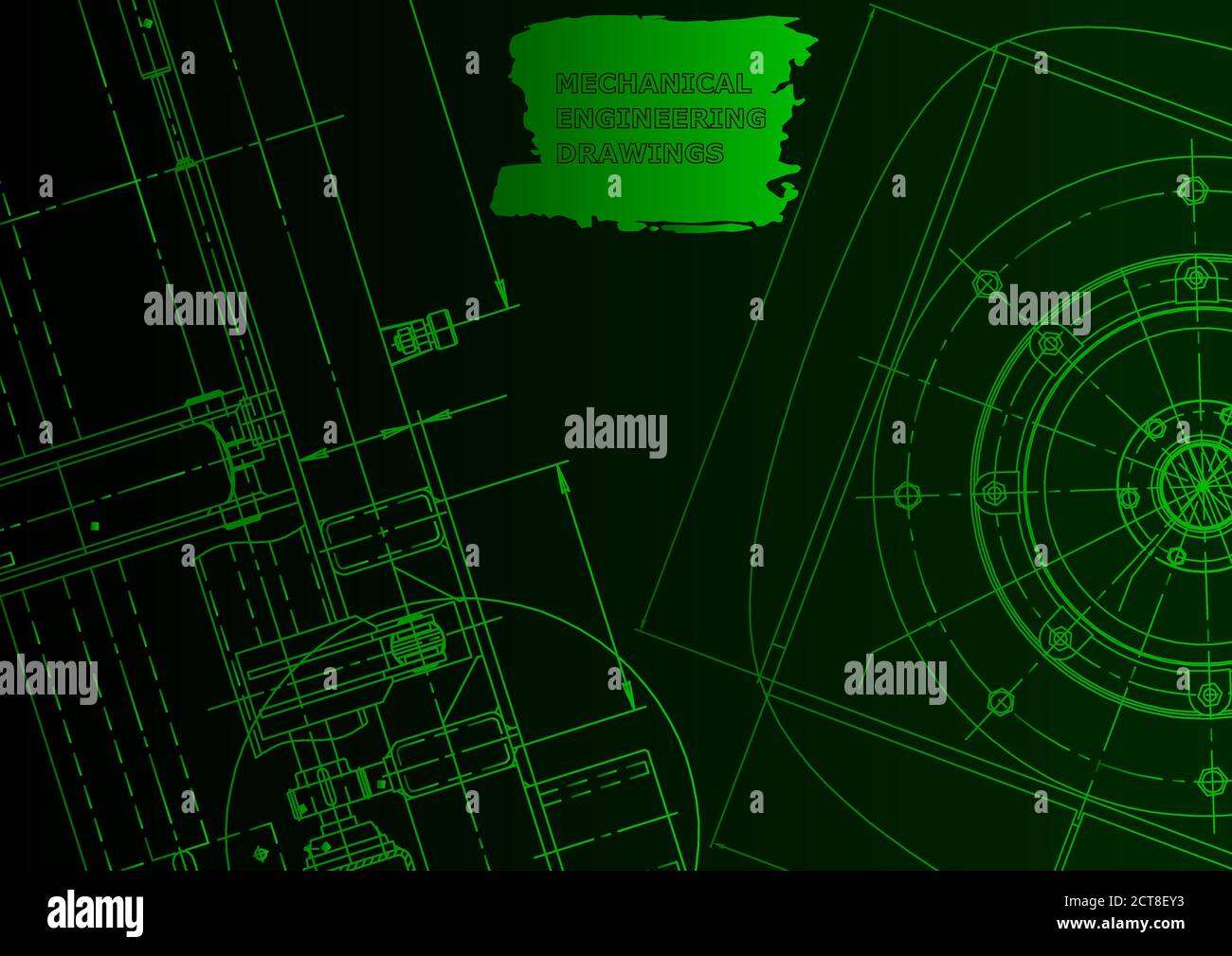 Cover. Vector engineering drawings. Mechanical instrument making ...