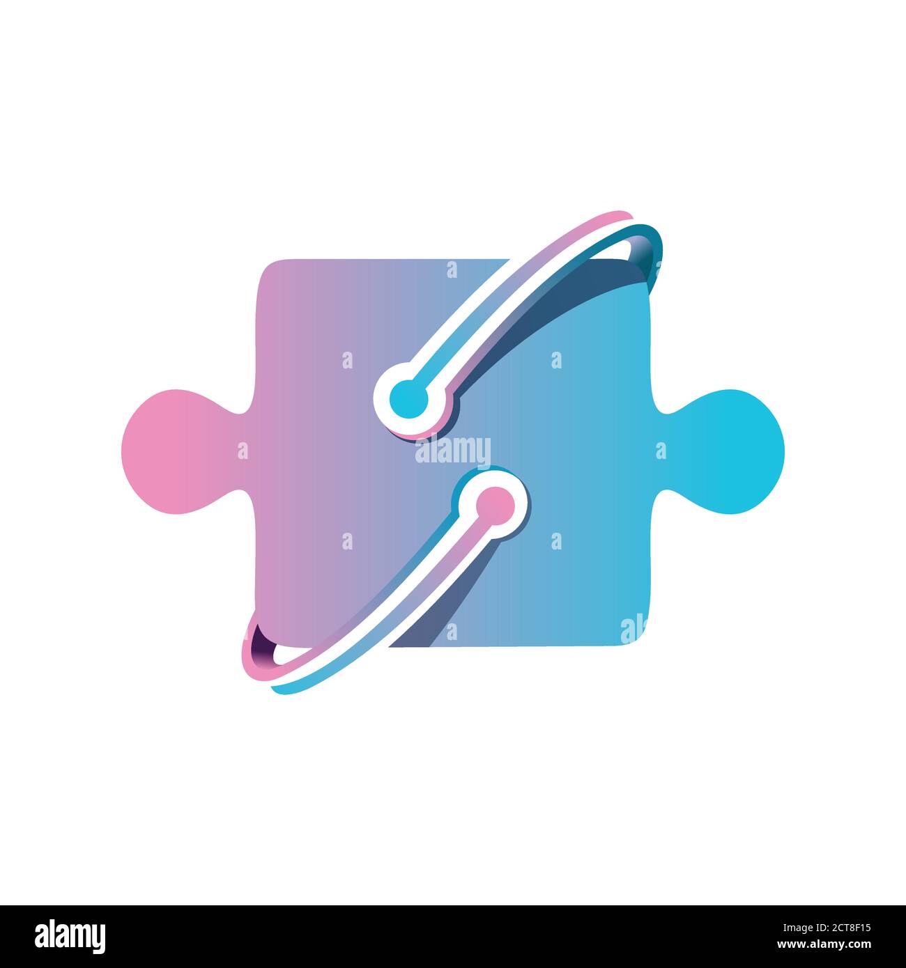 A vector illustration of Puzzle and technology symbol for supporting ...