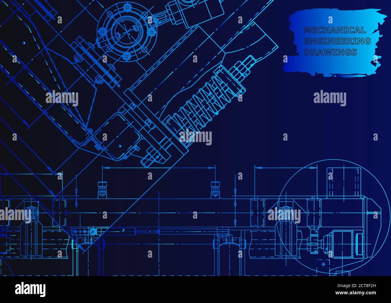 Machine-building industry. Computer aided design systems. Blue neon ...