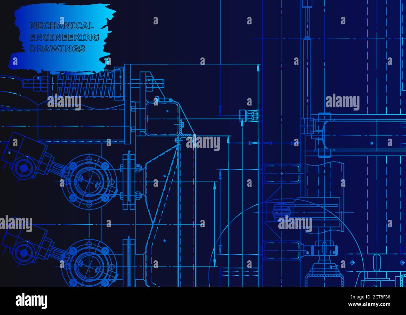 Vector engineering illustration. Mechanical engineering drawing. Blue ...