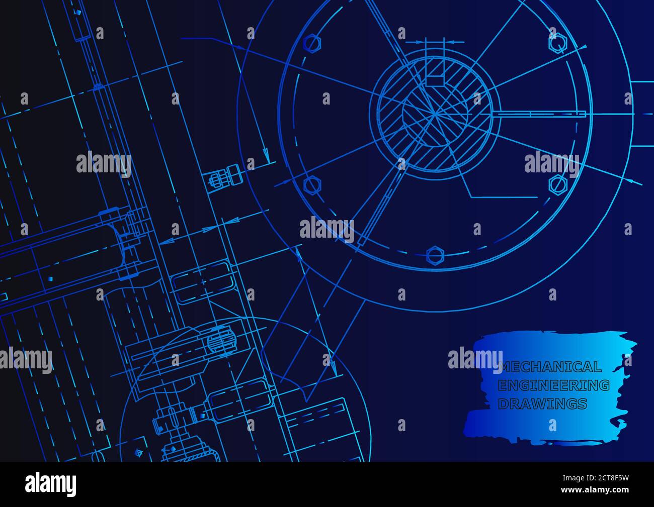 Vector banner. Engineering drawings. Mechanical instrument making ...