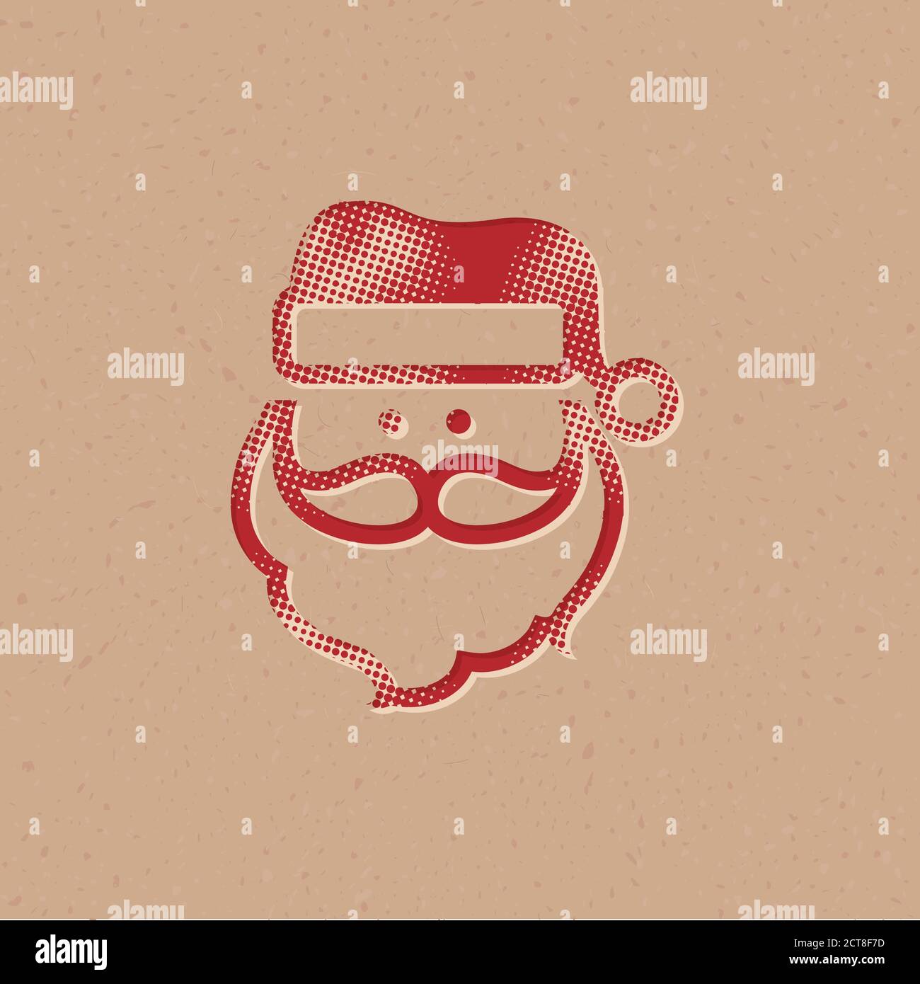 Santa Claus head icon in halftone style. Grunge background vector ...