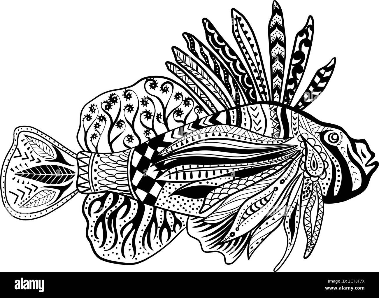 Illustration of red lionfish isolate on white background Stock Photo ...