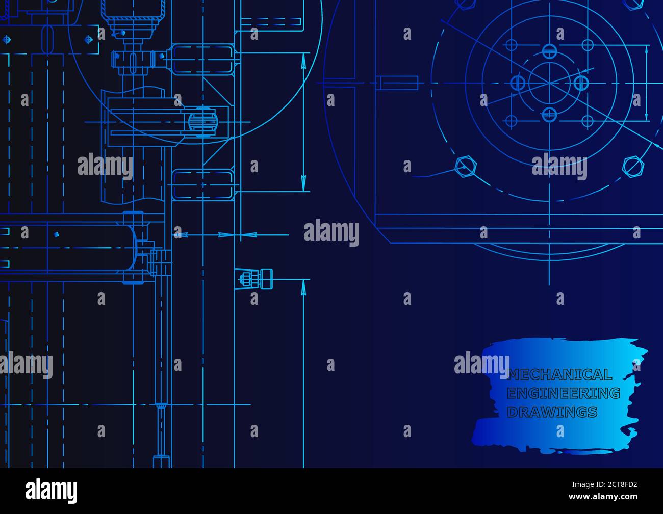 Vector engineering illustration. Instrument-making drawings. Mechanical ...