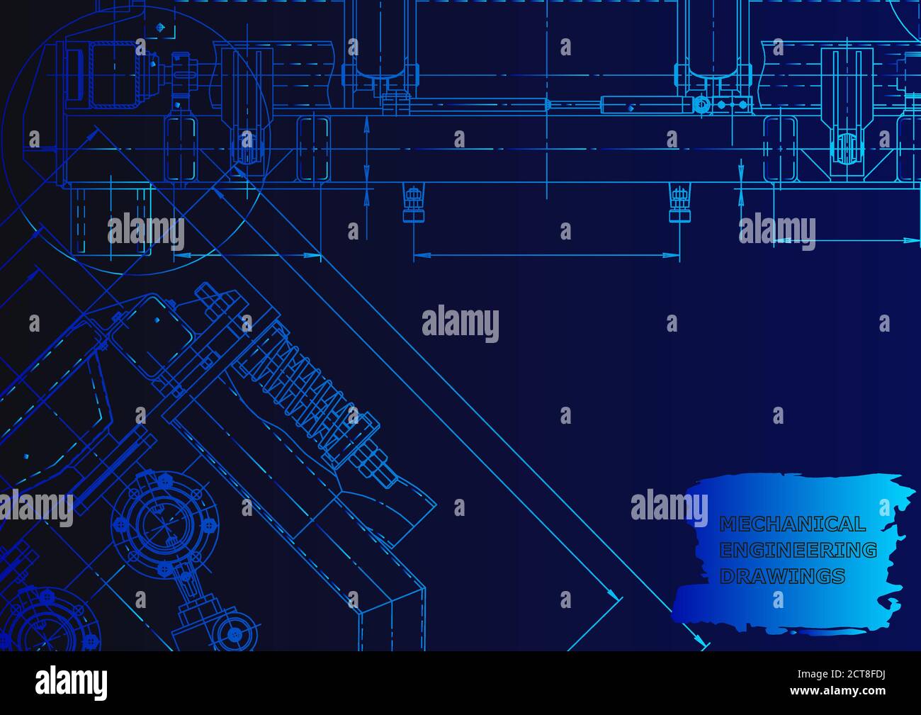 Technical abstract backgrounds. Blue neon engineering drawings ...