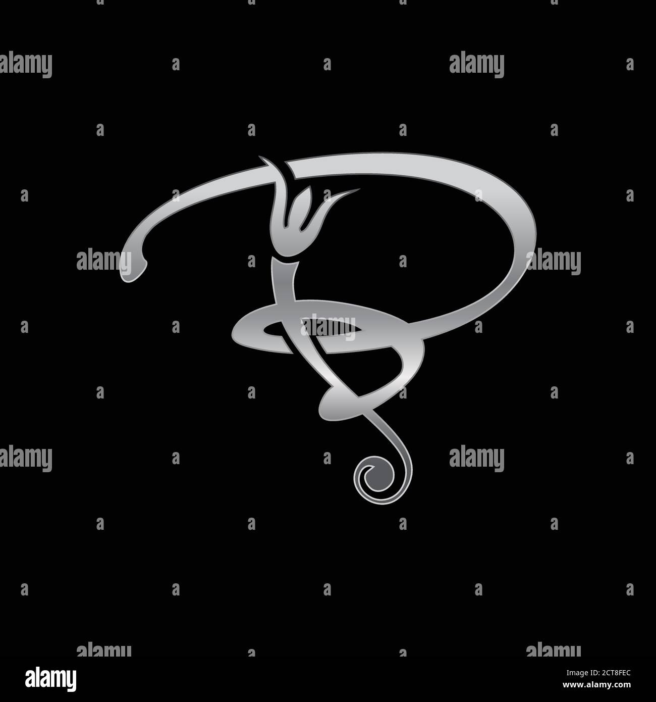 A vector Illustration of Initial Logo a cursive letter B in silver ...
