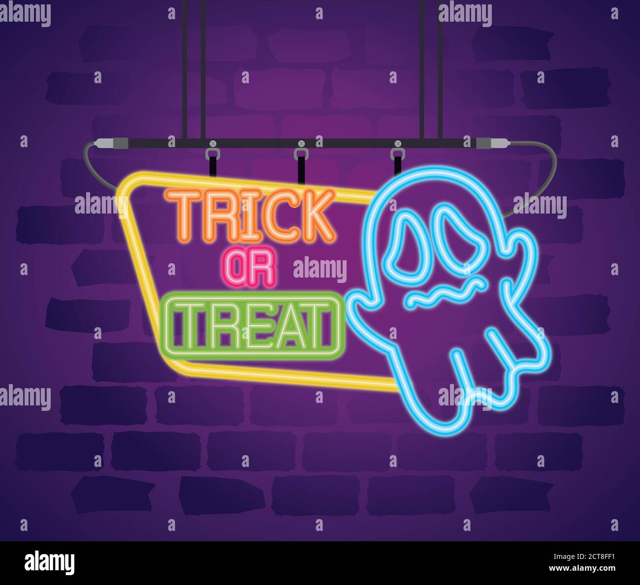 party halloween neon sign and scary ghost Stock Vector Image & Art - Alamy