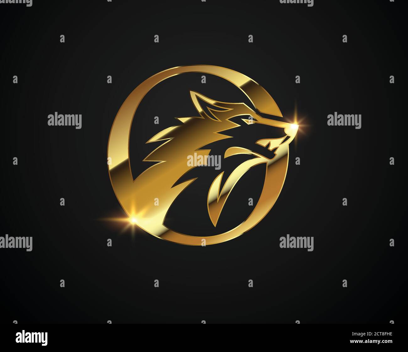A vector illustration of golden wolf logo sign Stock Vector Image & Art ...