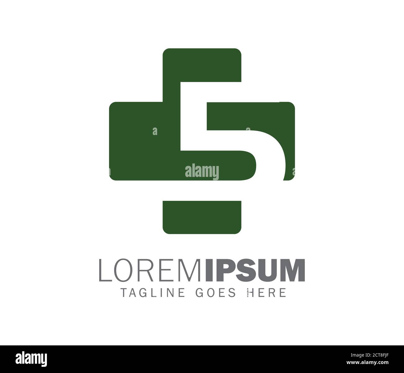 A vector illustration of Plus Sign and Number 5 Logo Stock Vector Image ...