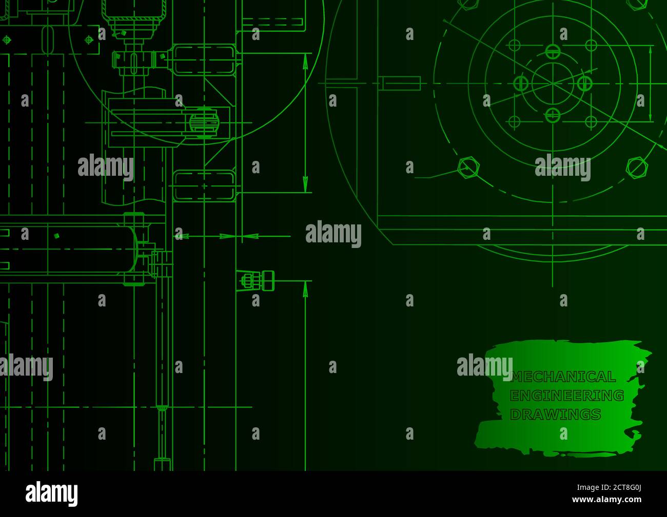 Vector engineering illustration. Instrument-making drawings. Mechanical ...