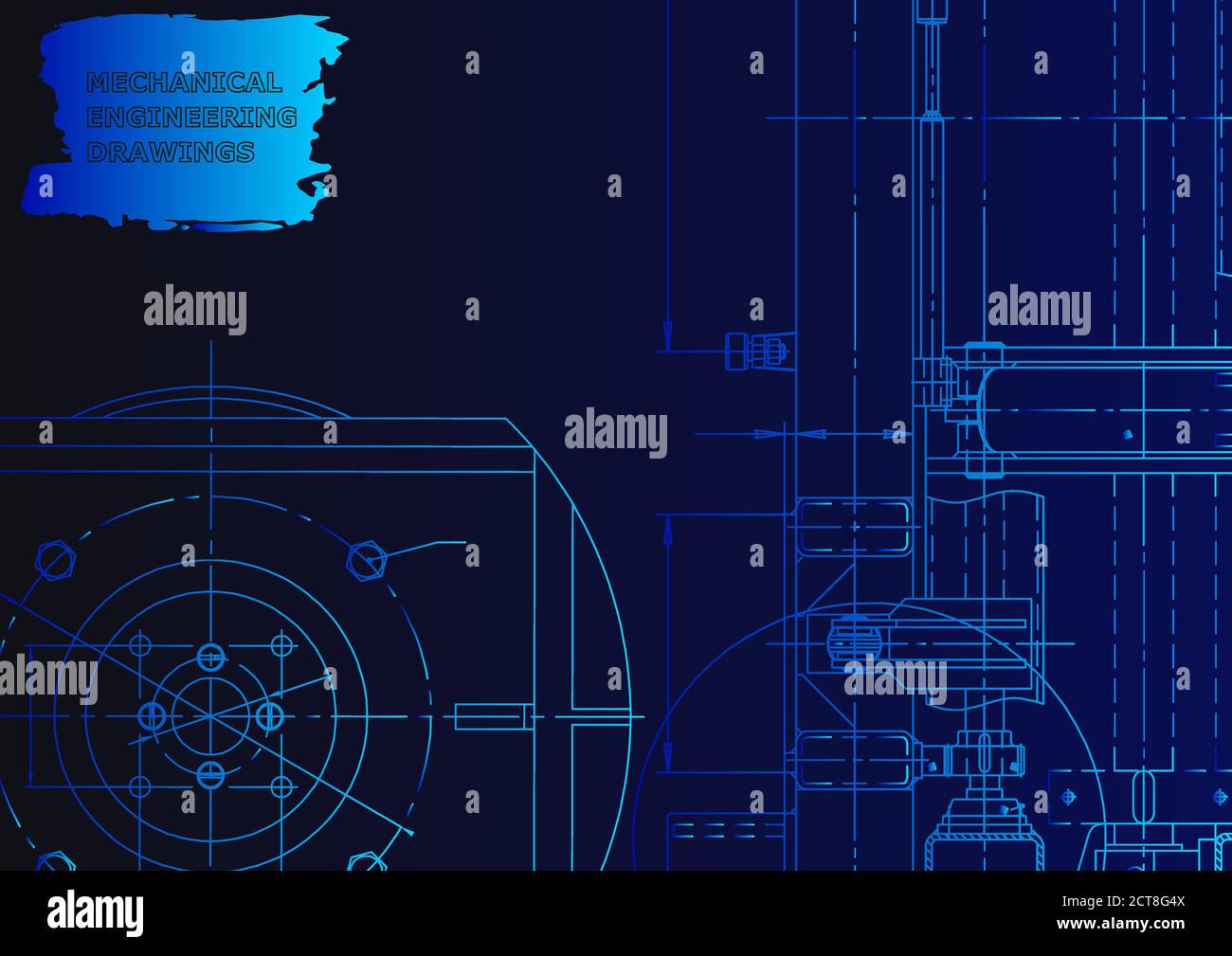 Vector engineering illustration. Instrument-making drawings. Mechanical ...