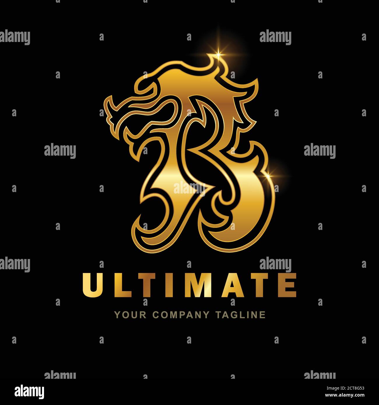 A vector Illustration of Gold Dragon Letter B Initial Logo Stock Vector ...