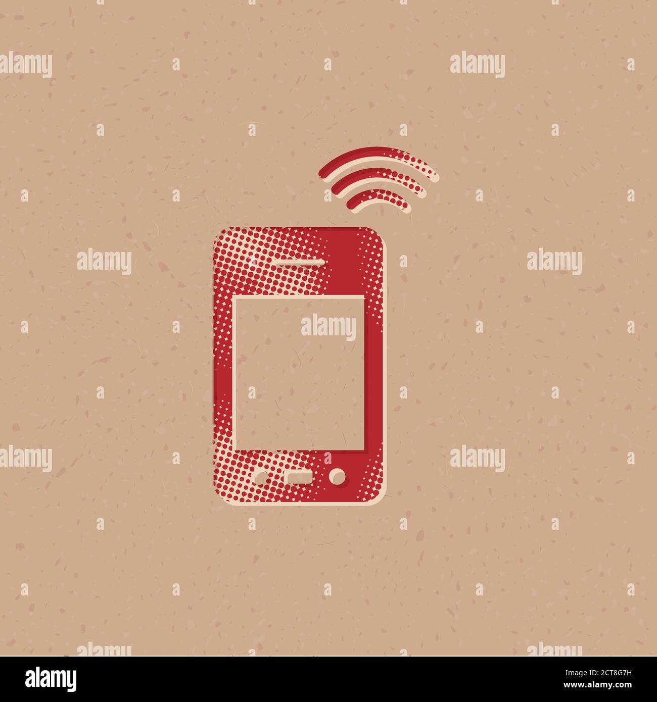 Smartphone icon in halftone style. Grunge background vector ...