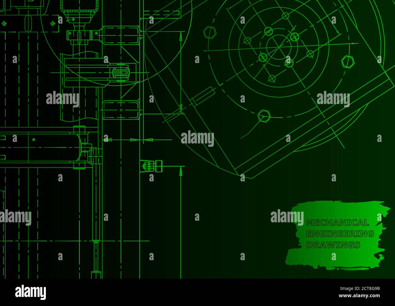 Vector engineering illustration. Instrument-making drawing. Mechanical ...