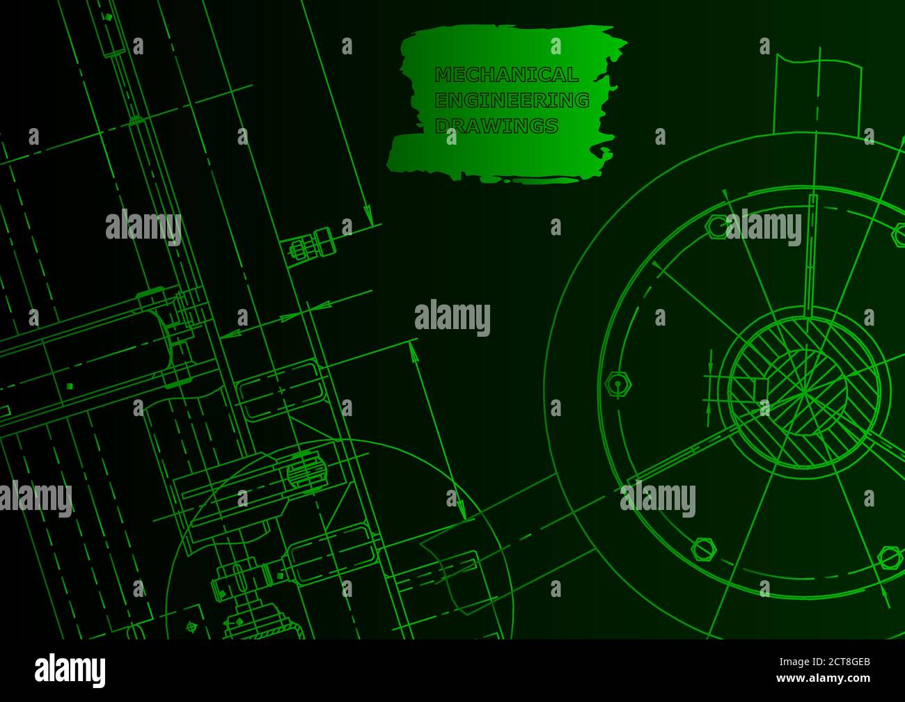 Technical abstract backgrounds. Green neon. Technical illustration ...
