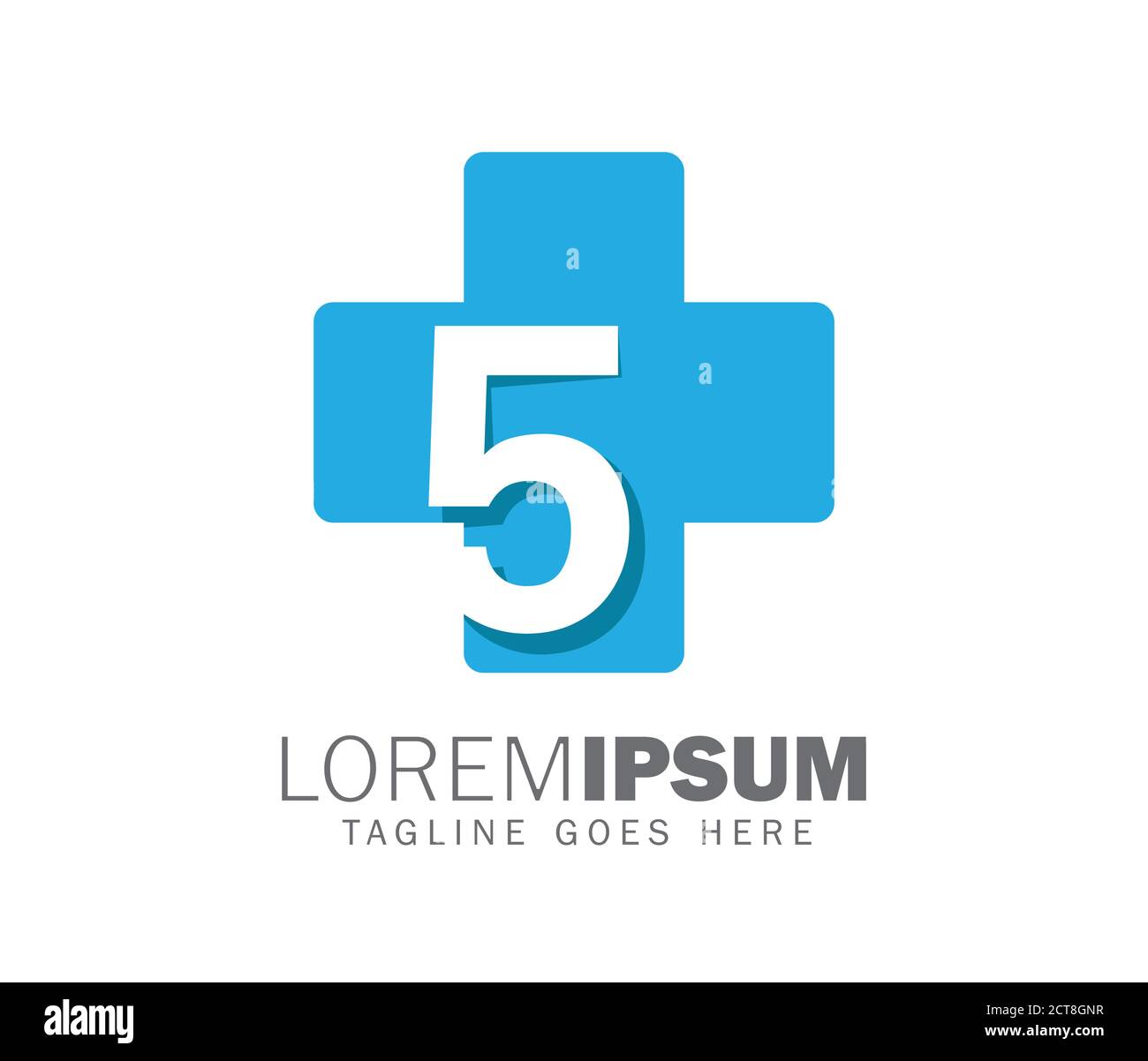 A vector illustration of Plus Sign and Number Five Logo vector Stock ...